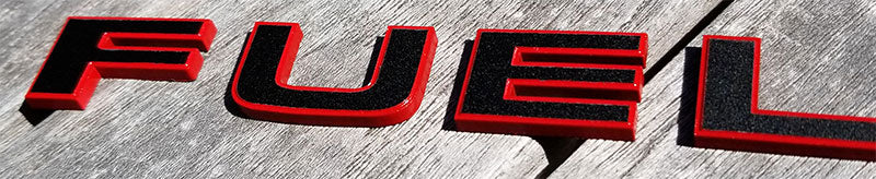 Matte Black and Red Outline Motorcycle Tank Letters – YOAST FABRICATION